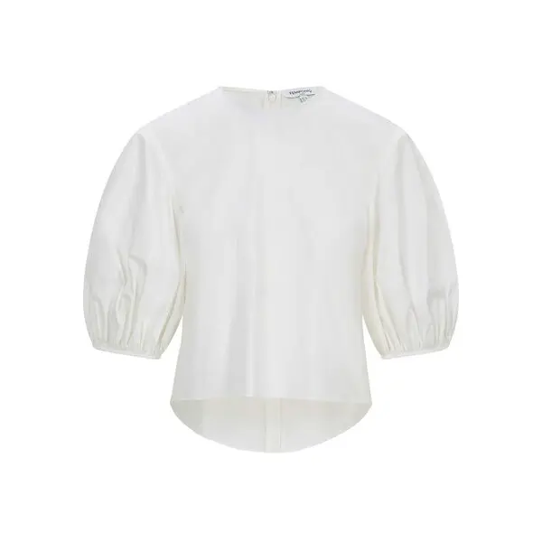 FEMPONIQ Puff Sleeve Cotton Top - White
