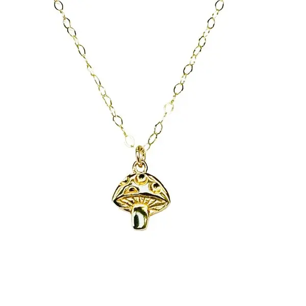 LEXI JEWELRY Mushroom Pendant Necklace - Gold