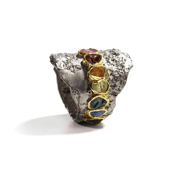 GERMAN KABIRSKI Septem Silver Ring With Sapphire And Chrysoberyl - Blue/gray