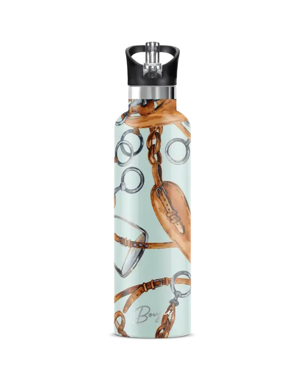 MY BOUGIE BOTTLE Equestri I Insulated Water Bottle - Blue/brown/grey