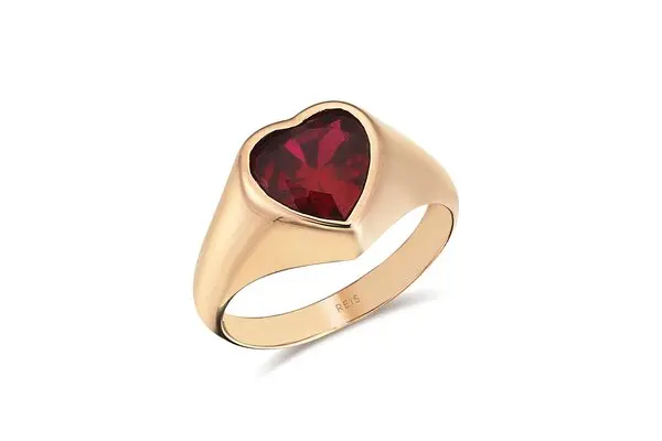 REIS JEWELLERY Heart Ruby Rose Ring - Gold
