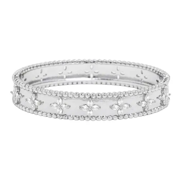 UCHI & SOTO Kinmokusei Floral Bangle - Silver