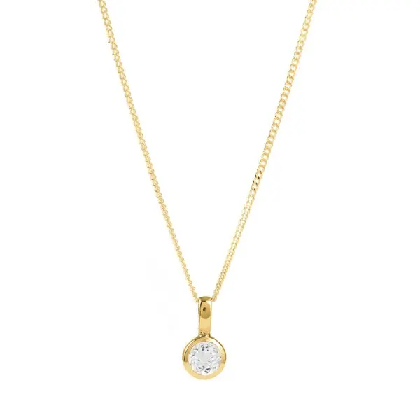 CHARLOTTE'S WEB JEWELLERY April Birthstone Charm Vermeil Necklace White Topaz - Gold