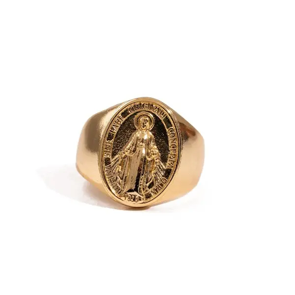 EBRU JEWELRY Divine Protection Virgin Mary Vermeil Ring - Gold