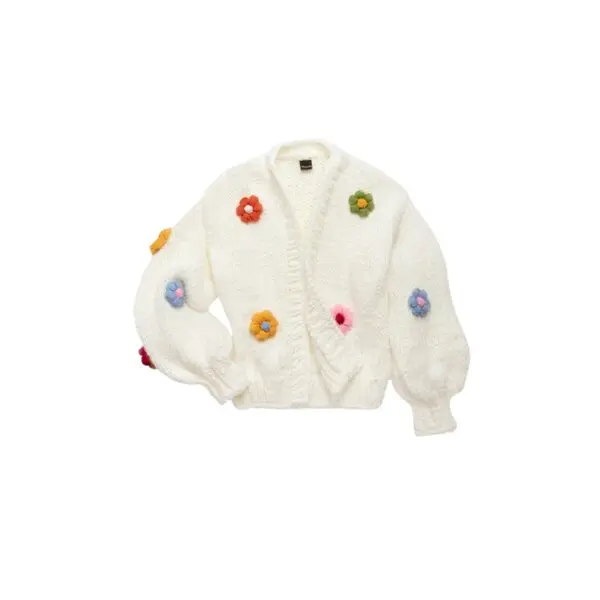 Saachi Floral Knitted Appliqué Cardigan