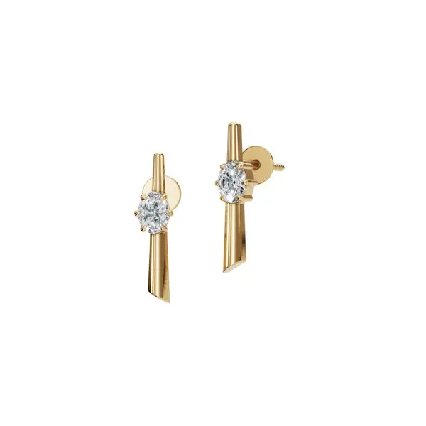 AYA FINE JEWELRY Fourteen Kt Gold Diamond Bar Drop Studs - Yellow