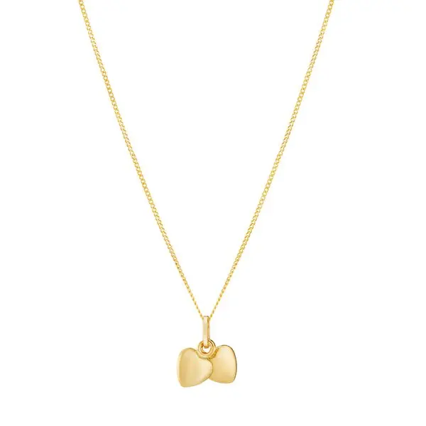 POSH TOTTY DESIGNS 9ct Double Heart Charm Necklace - Gold