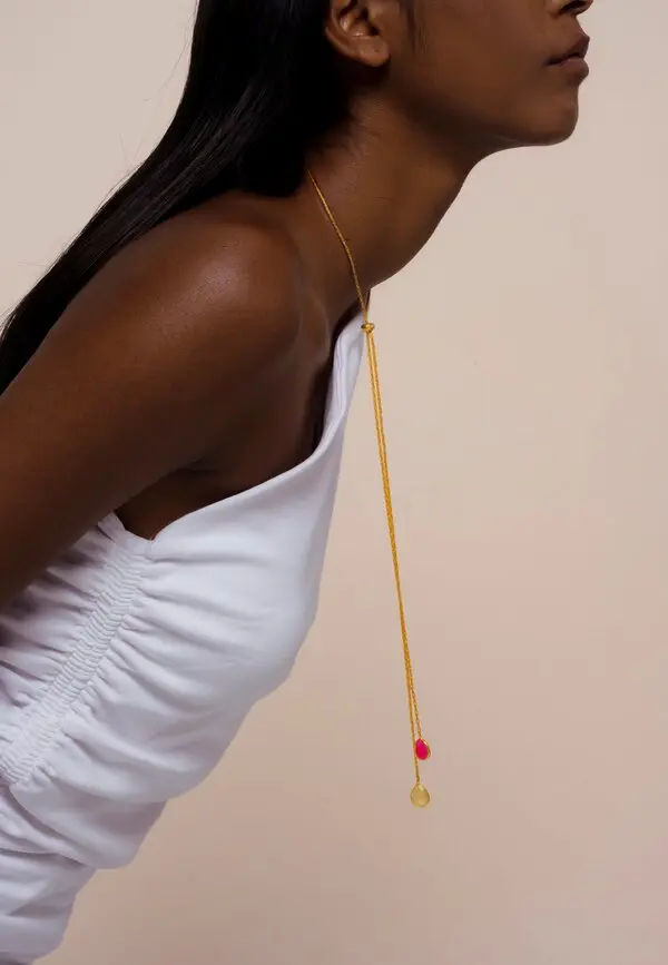 LAVANI JEWELS Manifestation Semi-precious Stone Necklace - Pink/yellow