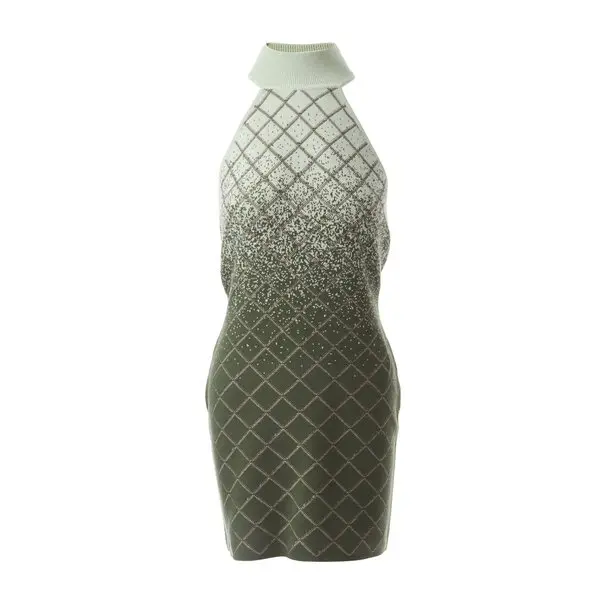 FULLY FASHIONING Jacquard Knit Dress - Green