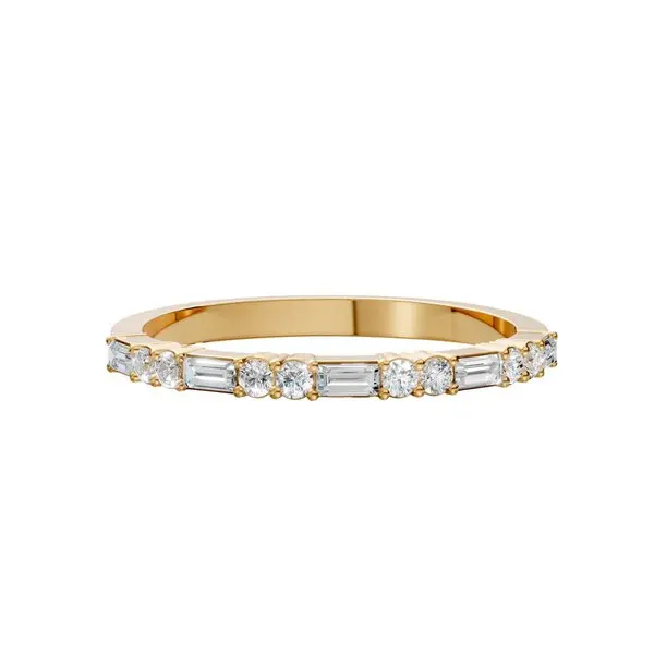 AYA FINE JEWELRY 0.27 Ct Lab Diamond Eternity Band With Round & Baguette Cuts In 18k Gold - Yellow