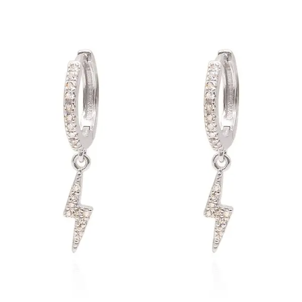 LUNA CHARLES Bridget Lightning Huggie Hoop Earrings - Silver
