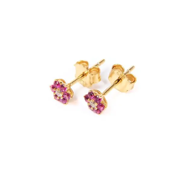 BELINDA JEWELZ Ruby Birthstone Flower Stud Earrings - Pink