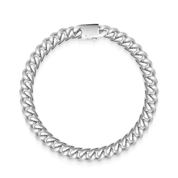 NIALAYA JEWELRY Chunky Cuban Chain Choker - Silver