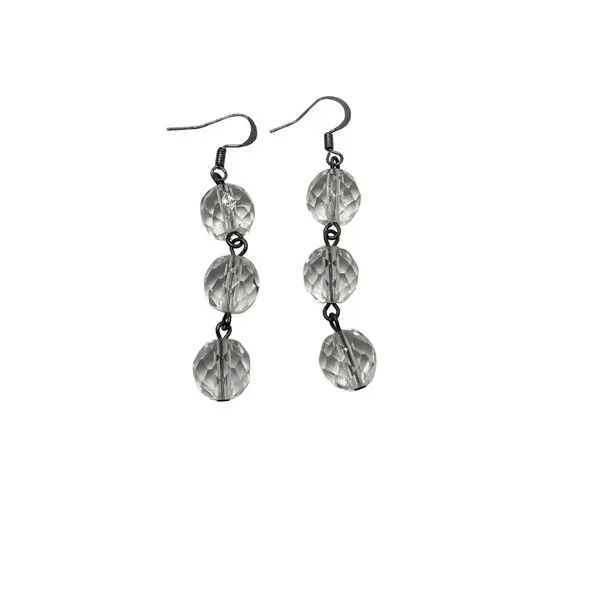 AMY DELSON JEWELRY Crystal Drop Earrings - Black/white