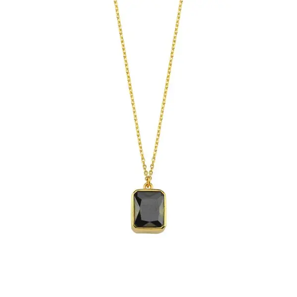 LINYA JEWELLERY Rectangular Crystal Stone Chain Necklace - Green