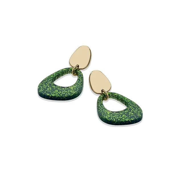TOOLALLY Pebble Drop Earrings - Green