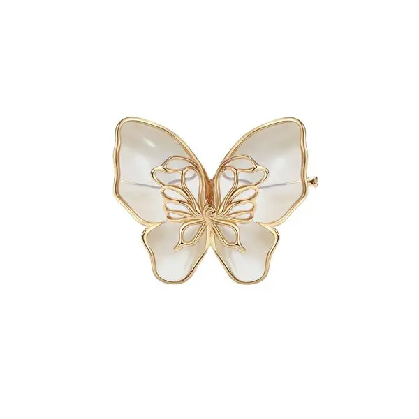 RETRO CHIC Butterfly Serenade Brooch - Gold/white