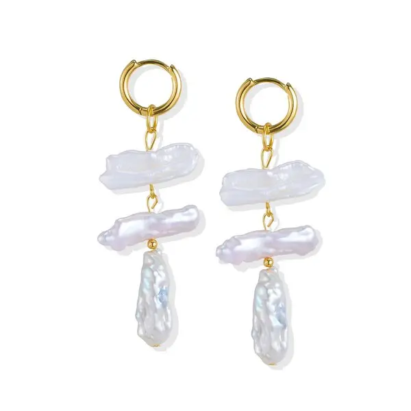 LAIT & LUNE Tocatta Pearl Huggie Earrings - Gold