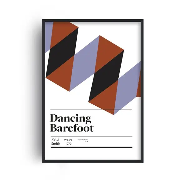 FANCLUB Dancing Barefoot Retro Giclée Art Print A3 - White