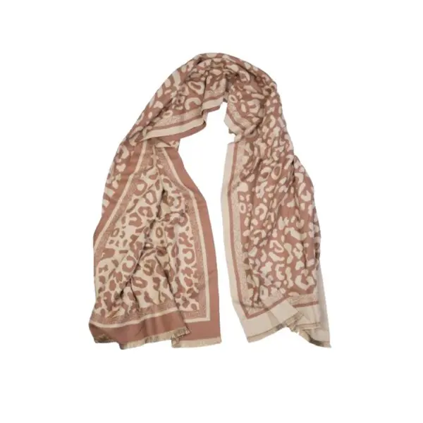 Saachi Two Tone Leopard Reversible Scarf - Brown