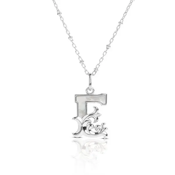 KASUN LONDON Solid E Initial Necklace With Mother Of Pearl - Silver