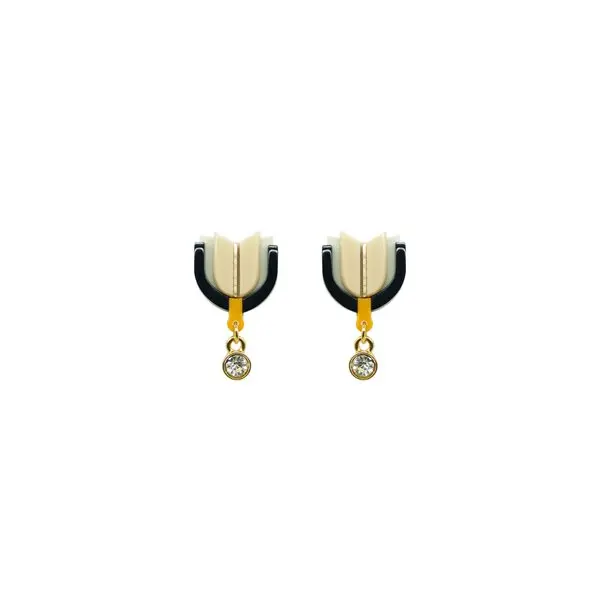 GISSA BICALHO Acrylic Earrings With Rhinestone And Pendant - Yellow