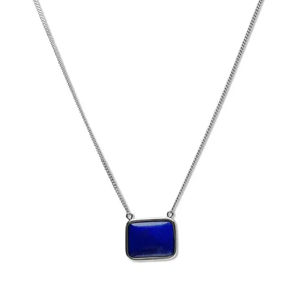 FV JEWELLERY La Stèle Lapis Square Necklace - Blue