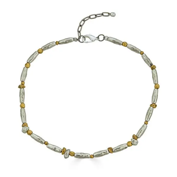 LONI PAUL JEWELRY Mixed Metal Organic Bead Necklace - Gold/silver