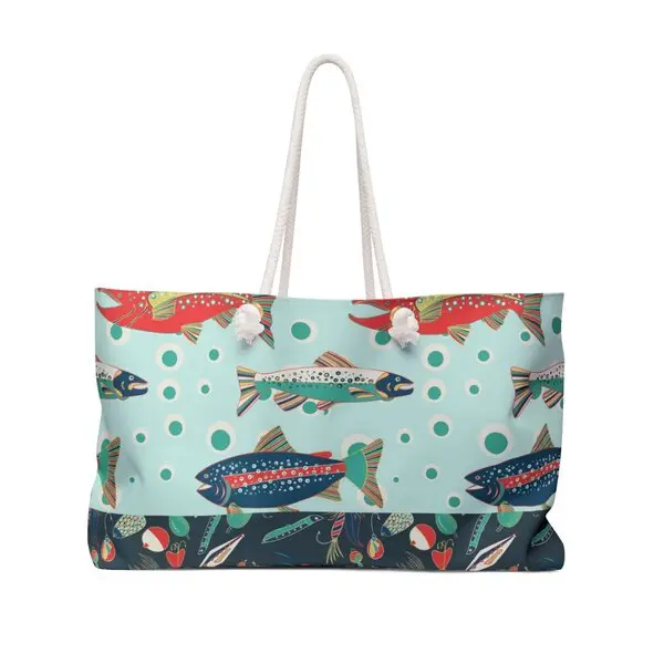 PIPER & FOX Printed Tote Bag - Blue/green