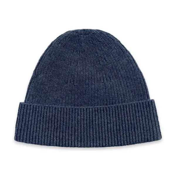 PAUL JAMES KNITWEAR Lightweight Merino Cashmere Ribbed Beanie - Blue
