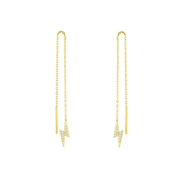 SPERO LONDON Lightning Bolt Chain Drop Earrings - Gold