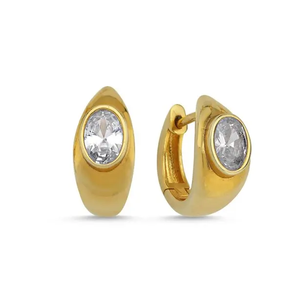 LINYA JEWELLERY Drop Stone Huggie Earrings - White