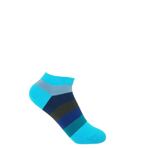 PEPER HAROW - MADE IN ENGLAND Block Stripe Trainer Socks - Blue