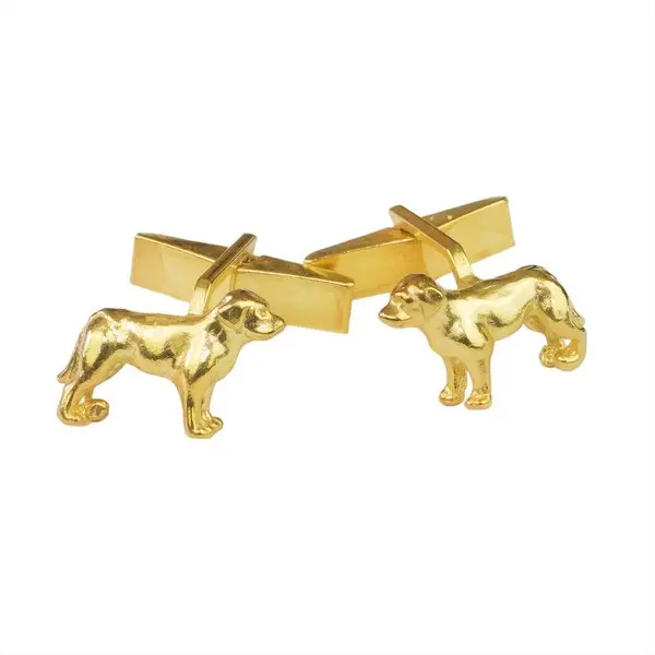 SIMON KEMP JEWELLERS Golden Labrador Cufflinks In Eighteen Carat On Solid Sterling Silver - Gold