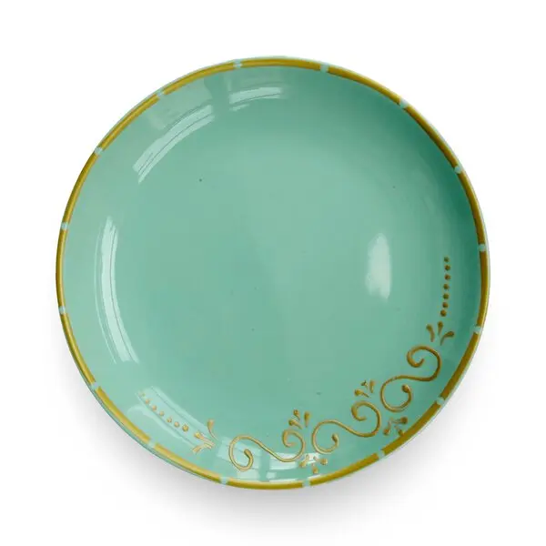 CASA DUNIYA Hand-painted Samira Ceramic Dessert Plates Set Of Six - Green