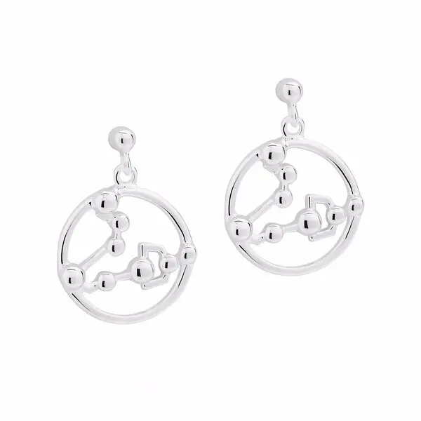 YASMIN EVERLEY JEWELLERY Pisces Astrology Drop Stud Earrings - Silver