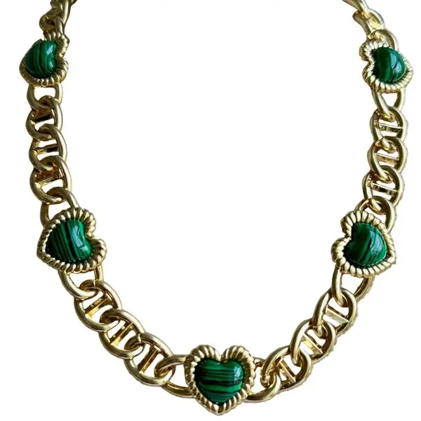 LAURA GRAY Sloan Heart Necklace - Green