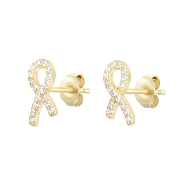 KAMARIA Cancer Ribbon Stud Earrings - Gold