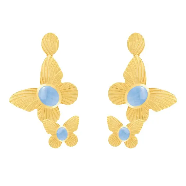 MARCIA MORAN Butterfly Drop Earrings - Gold/blue