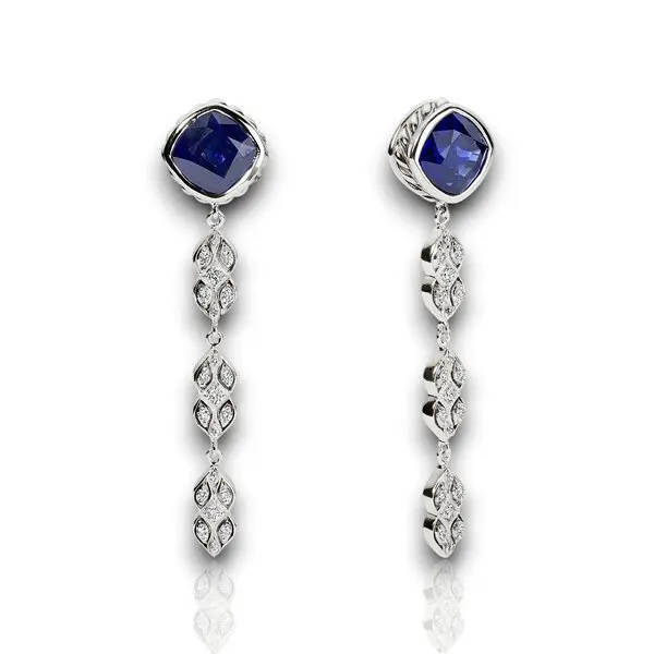 DANEILA LÉON Sterling Silver Sapphire And Diamond Chandelier Earrings - Blue/silver