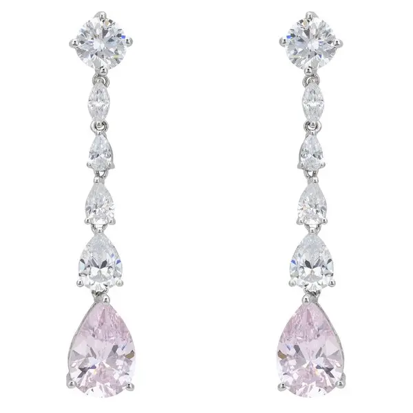 LATELITA Sterling Silver Morganite And Simulated Diamond Drop Earrings