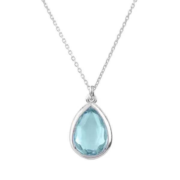 LATELITA Pisa Mini Teardrop Necklace - Silver/blue
