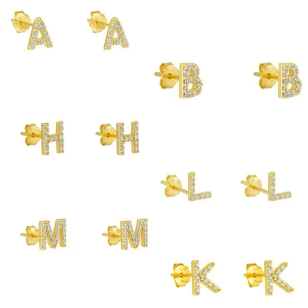 SPERO LONDON Stud Initial Earrings - Gold