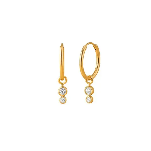 LILY FLO JEWELLERY Halo Double Bezel Diamond Hoop Earrings - Gold