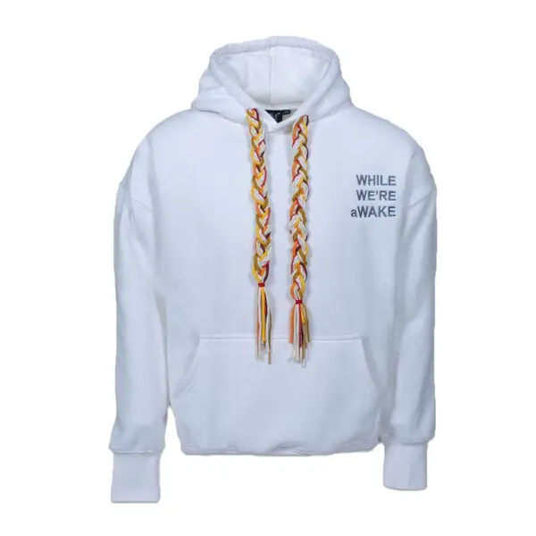 WHILE WE'RE AWAKE Hooded Sweatshirt With Braid Detail - White