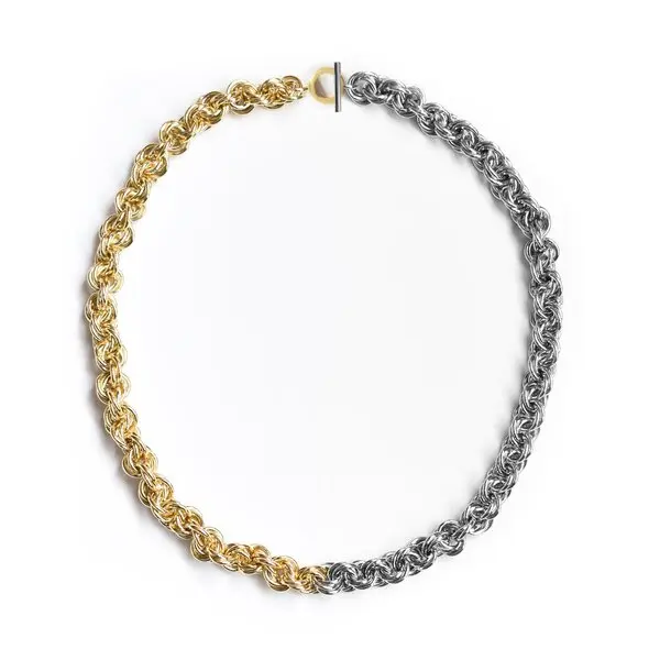 ADRIANA PAPPAS DESIGNS Mixed Metal Chain Choker - Gray/yellow