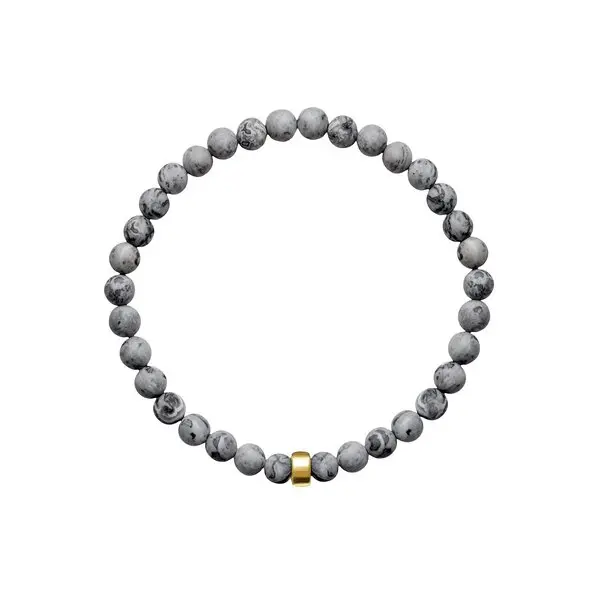ORA PEARLS Gold And Jasper Bead Bracelet - Gold/grey