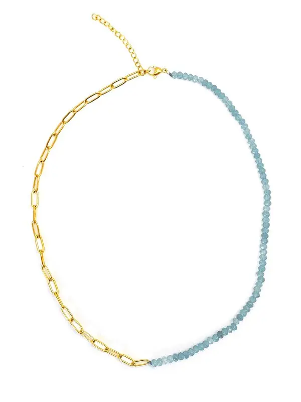 SALTY CALI Paloma Paperclip And Beaded Necklace - Gold