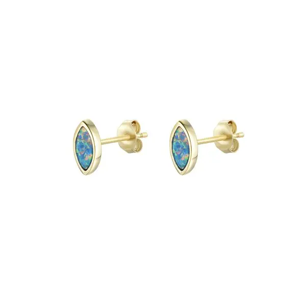 KAMARIA Marquise Opal Stud Earrings - Black