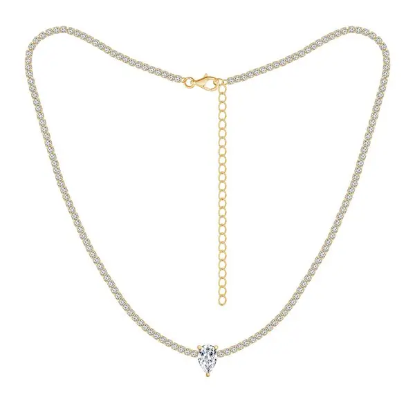 DIAMONBLISS Marilyn Monroe Solo Pear Tennis Necklace - Yellow